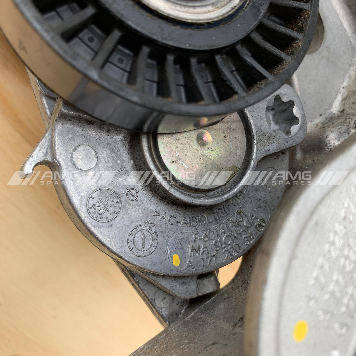AMG M177 accessory belt tensioner bracket A1772240700 A1772003400 – AMG ...